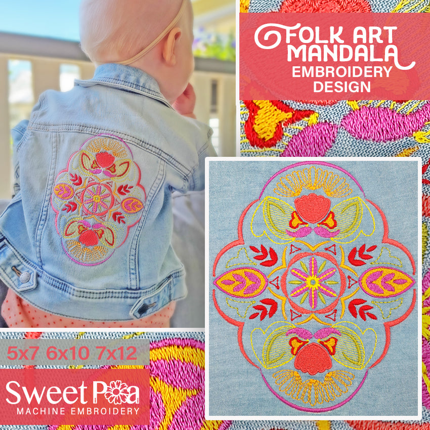 In The Hoop Embroidery Designs - Folk Art Mandala Design