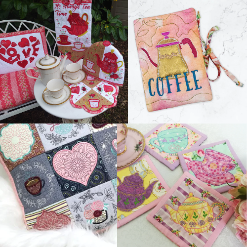 Tea and Coffee Themed Embroidery Designs Sweet Pea