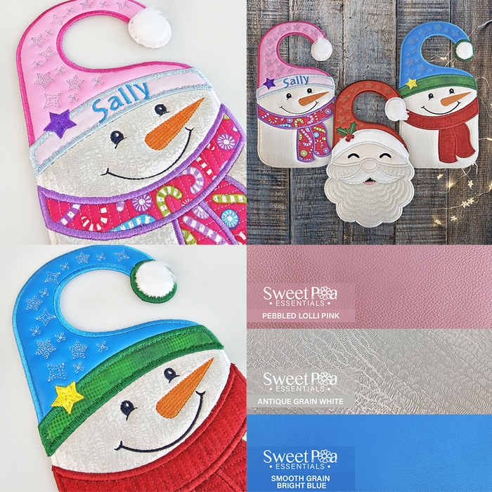 Christmas Santa and Snowman Doorknob Hangers ITH Design