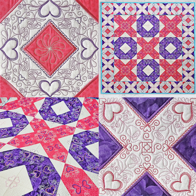 Hugs & Kisses Quilt - Machine Embroidery Valentine's Design