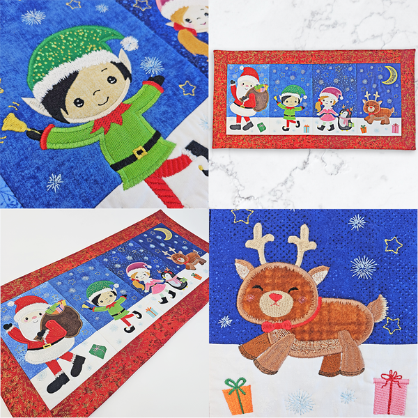 Christmas Embroidery Designs - Following Santa Table Runner