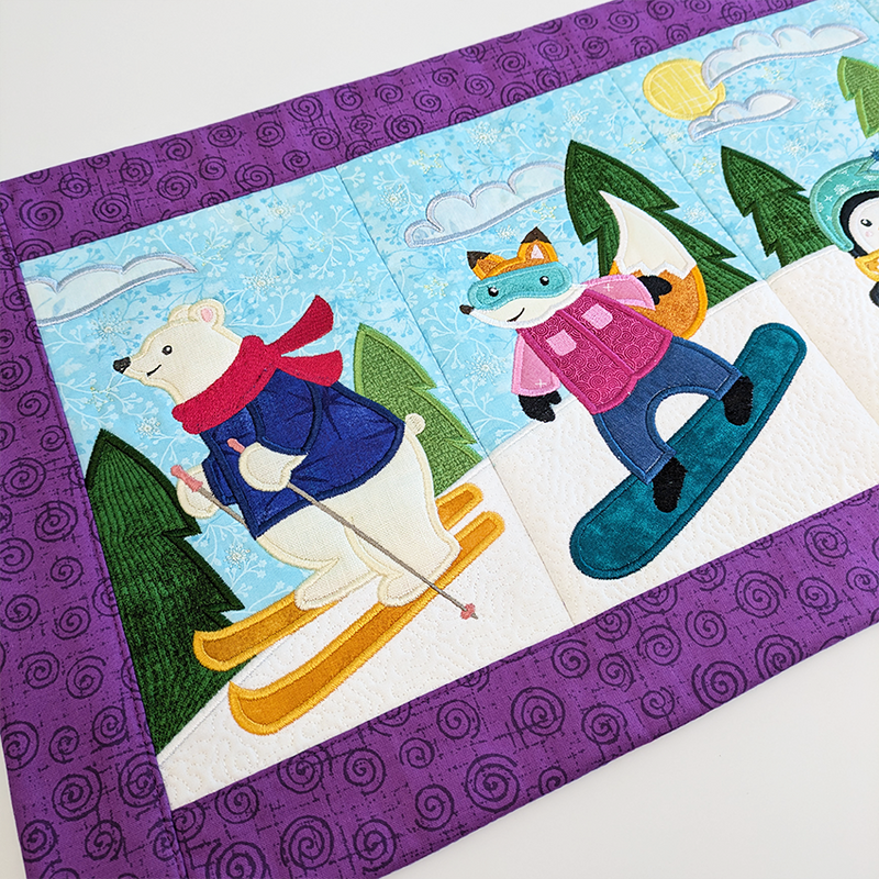 Animal Snow Day Table Runner ITH Design