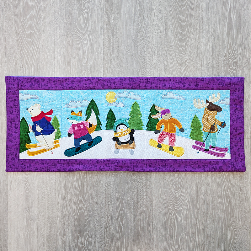 Animal Snow Day Table Runner ITH Design