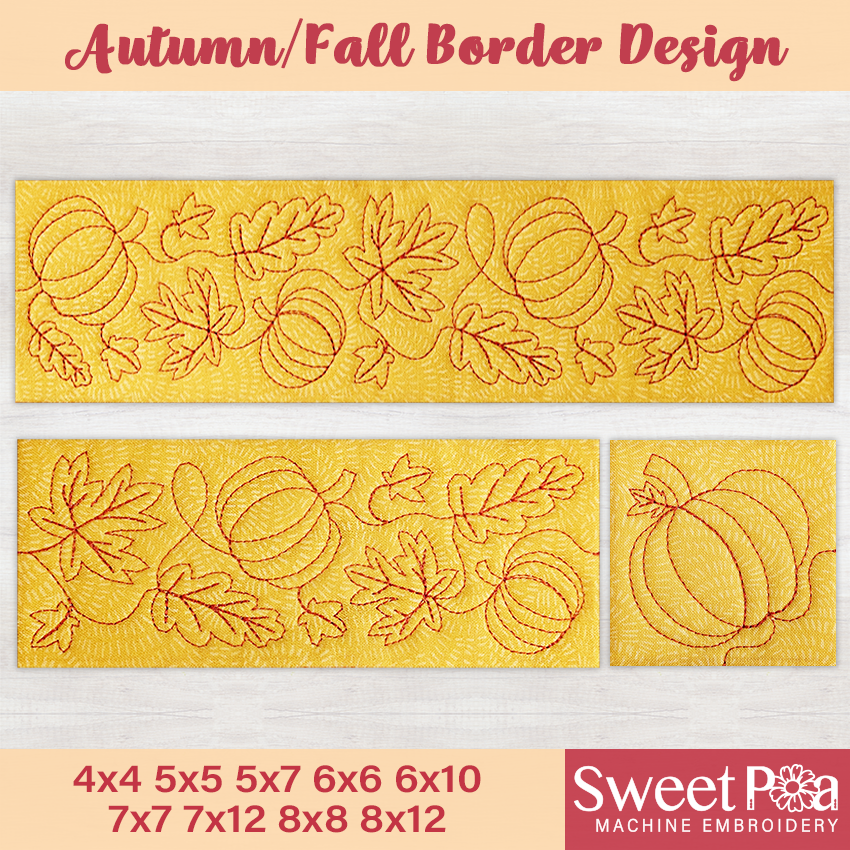 Autumn or Fall Quilting Borders for Machine Embroidery