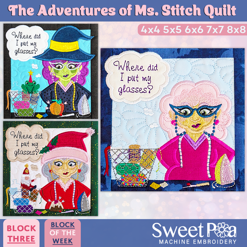 BOW The Adventures of Ms. Stitch - Block 3