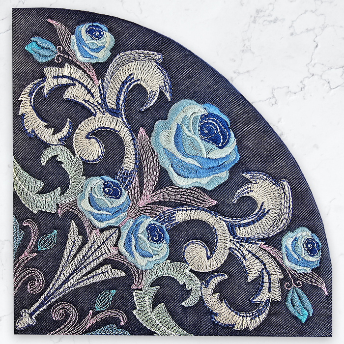 Baroque Roses Curved Add-on Quilt Block