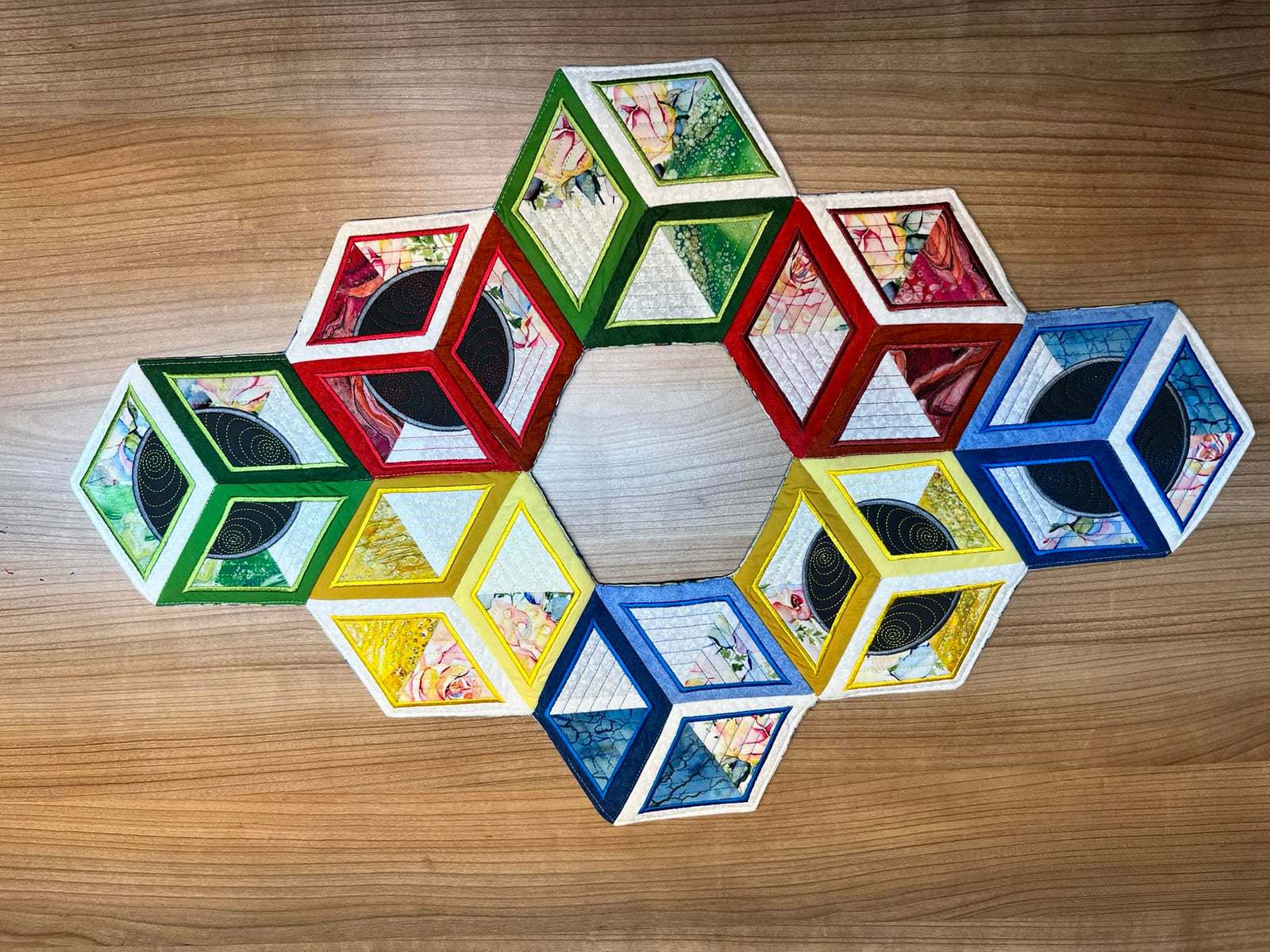 Cube Illusion Runner or Quilt - Machine Embroidery Design