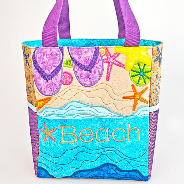 Beach Bag 6x10 7x12 in the hoop machine embroidery design