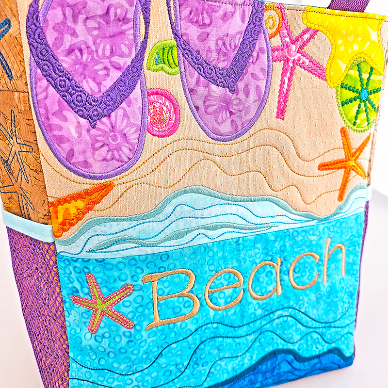 Beach Bag 6x10 7x12 in the hoop machine embroidery design