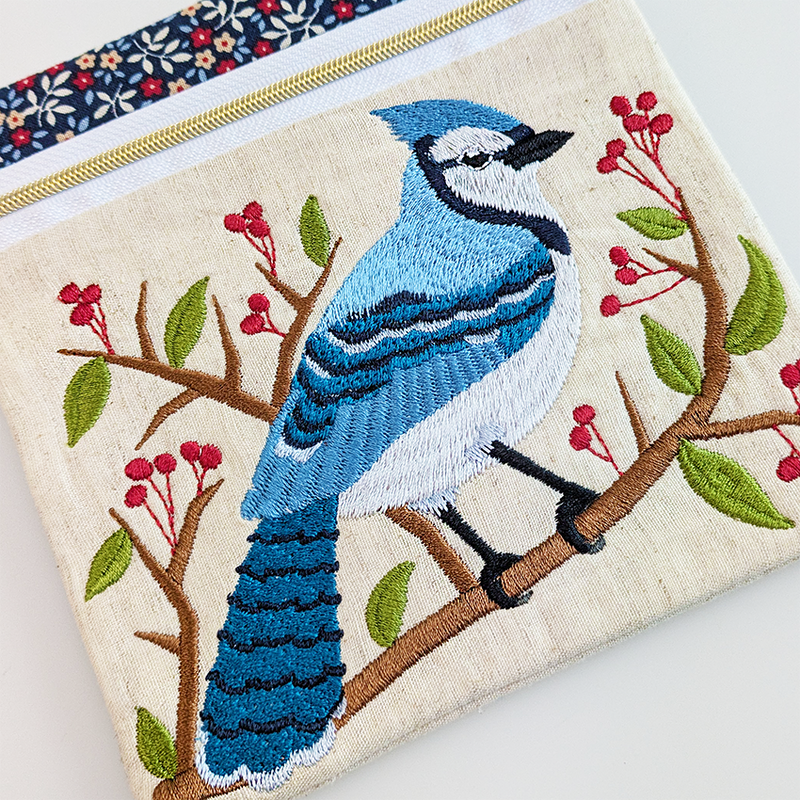 Blue Jay Zipper Purse Made ITH