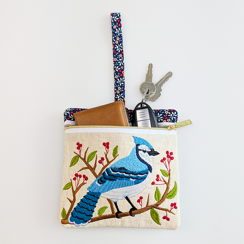 Blue Jay Zipper Purse Made ITH