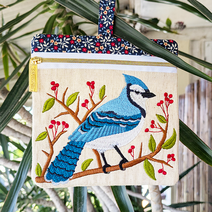 Blue Jay Zipper Purse Made ITH