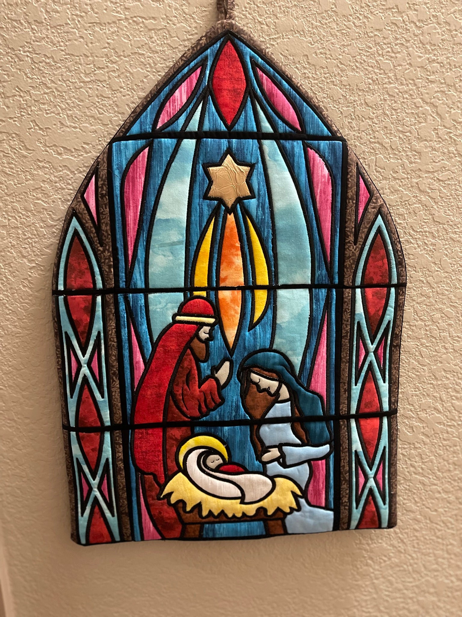 ITH machine embroidery -Nativity Stained Glass Window Christmas Hanger