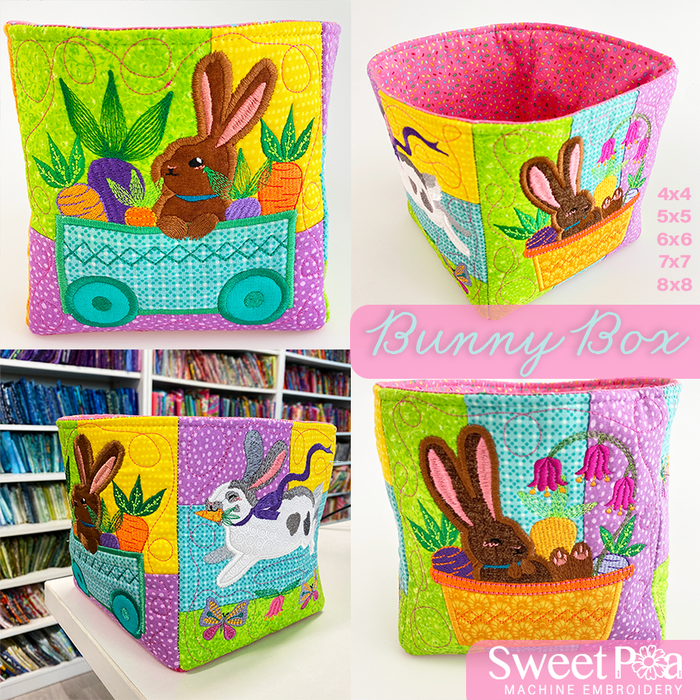 Machine Embroidery Design - Bunny Box 4x4 5x5 6x6 7x7 8x8