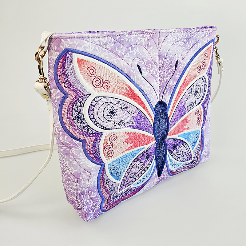 In The Hoop Machine Embroidery Design - Butterfly Handbag