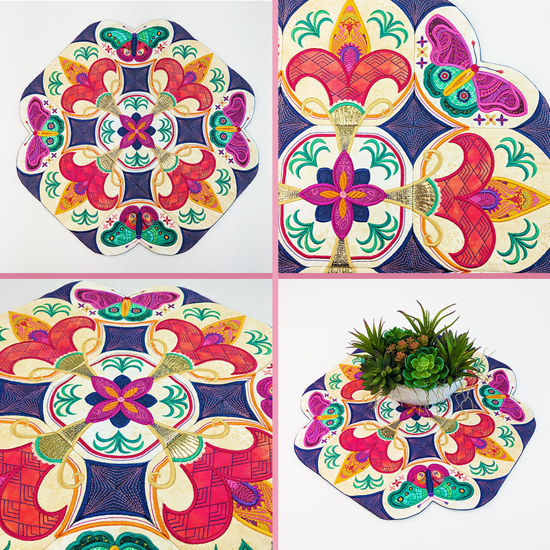 Butterfly Garden Table Centre or Runner ITH Design