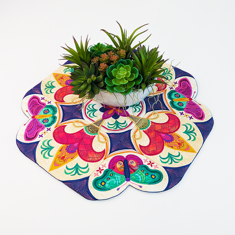 Butterfly Garden Table Centre or Runner ITH Design