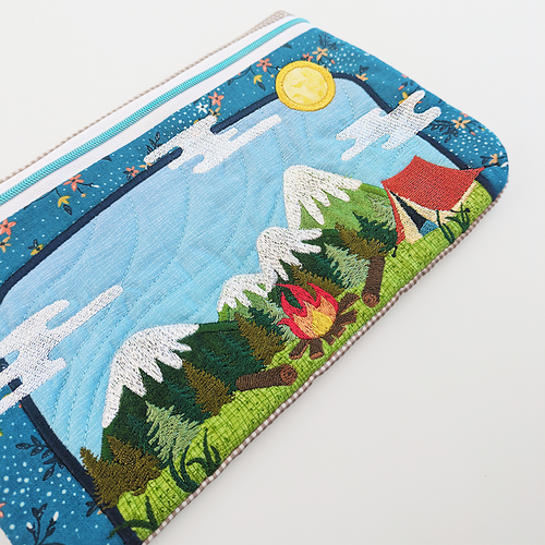 Camping Scene Zipper Case ITH Design