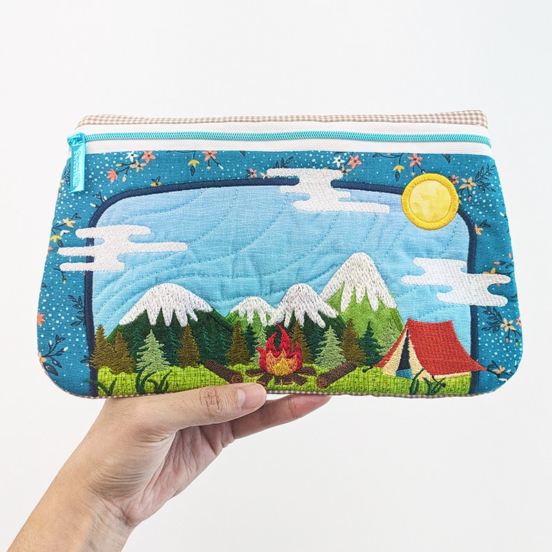 Camping Scene Zipper Case ITH Design