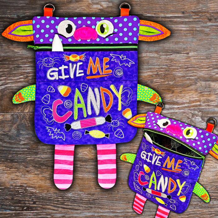 Candy Monster Treat Bag ITH Halloween Design