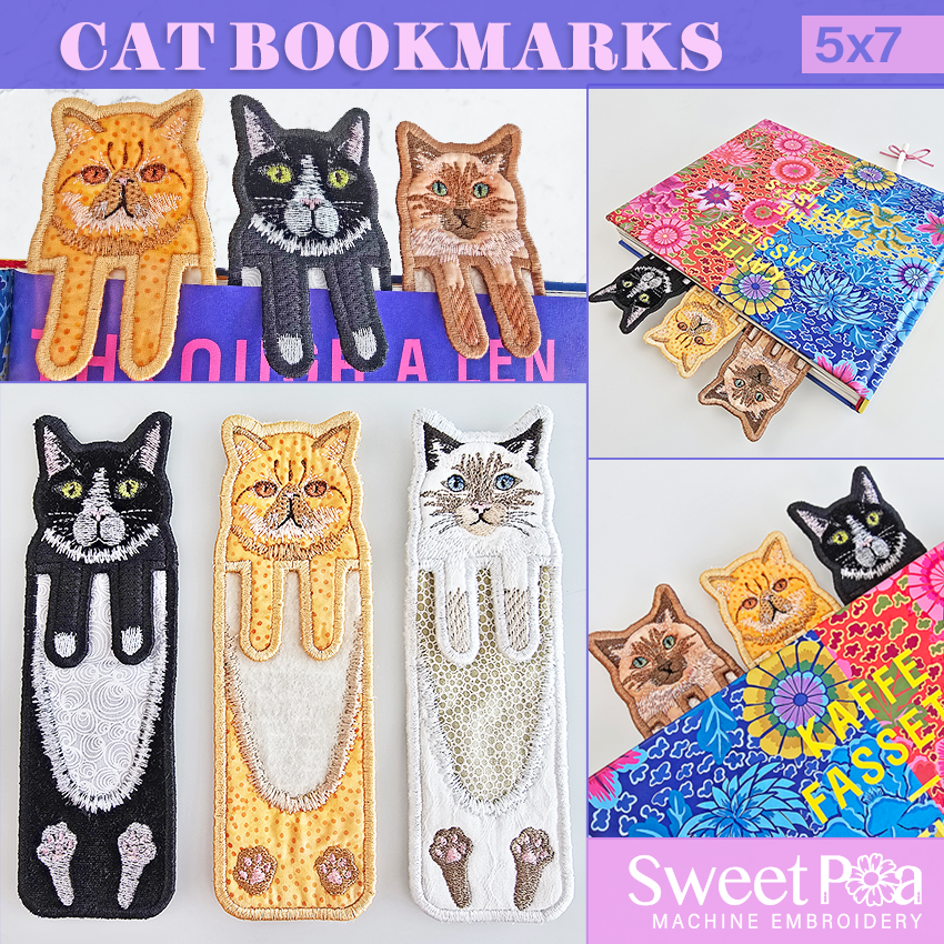 Cat Bookmark Set ITH Design