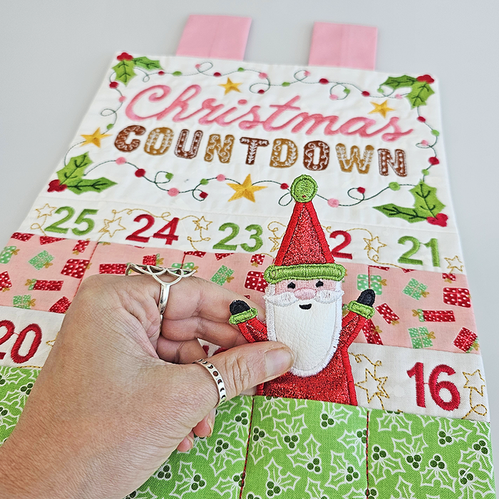 Embroidery Designs - Christmas Santa Advent Hanger