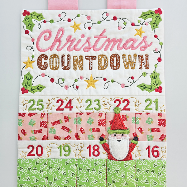 Embroidery Designs - Christmas Santa Advent Hanger