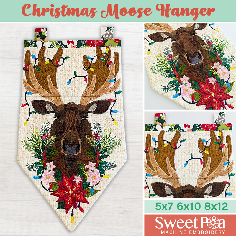 Christmas Moose Hanger ITH Design