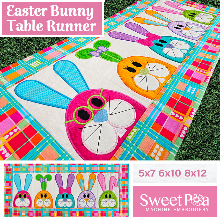 Machine Embroidery Designs - Easter Bunny Table Runner in the hoop