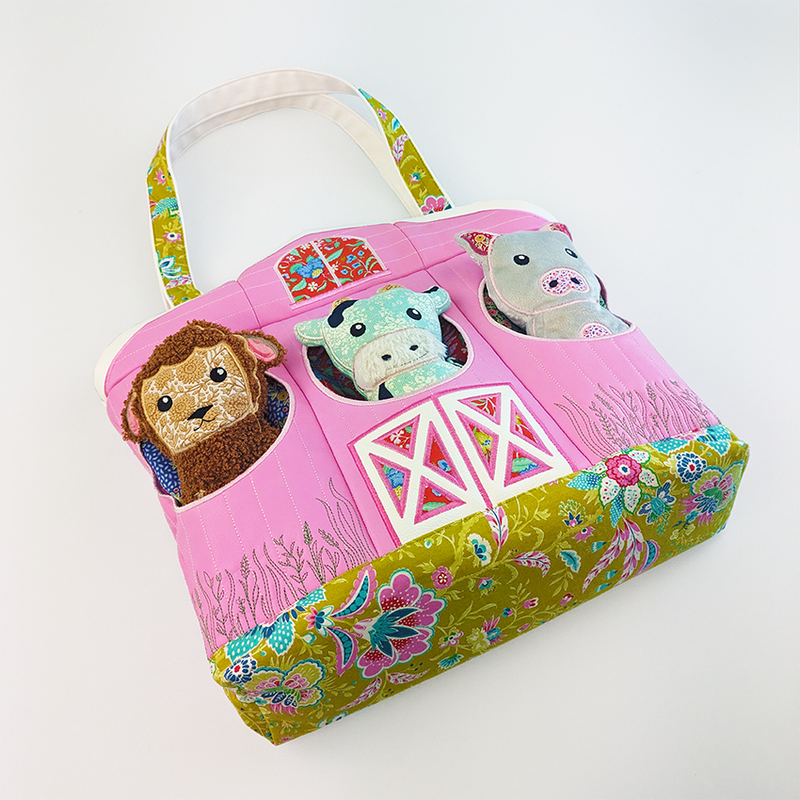 Machine Embroidery Design ITH - Farm Animal Pocket Bag