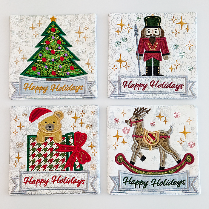Festive Coasters or Applique Embroidery Design