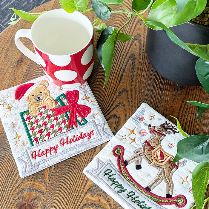 Festive Coasters or Applique Embroidery Design