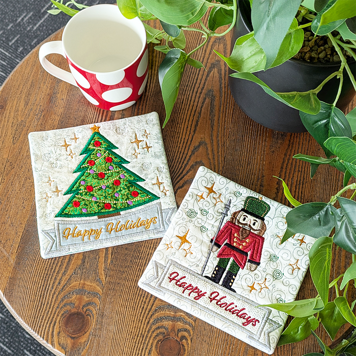 Festive Coasters or Applique Embroidery Design