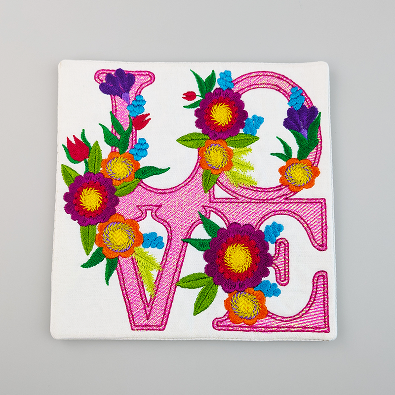 Floral Love Embroidery or Coaster ITH embroidery design