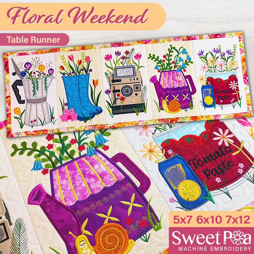 Floral Weekend ITH Table Runner Design