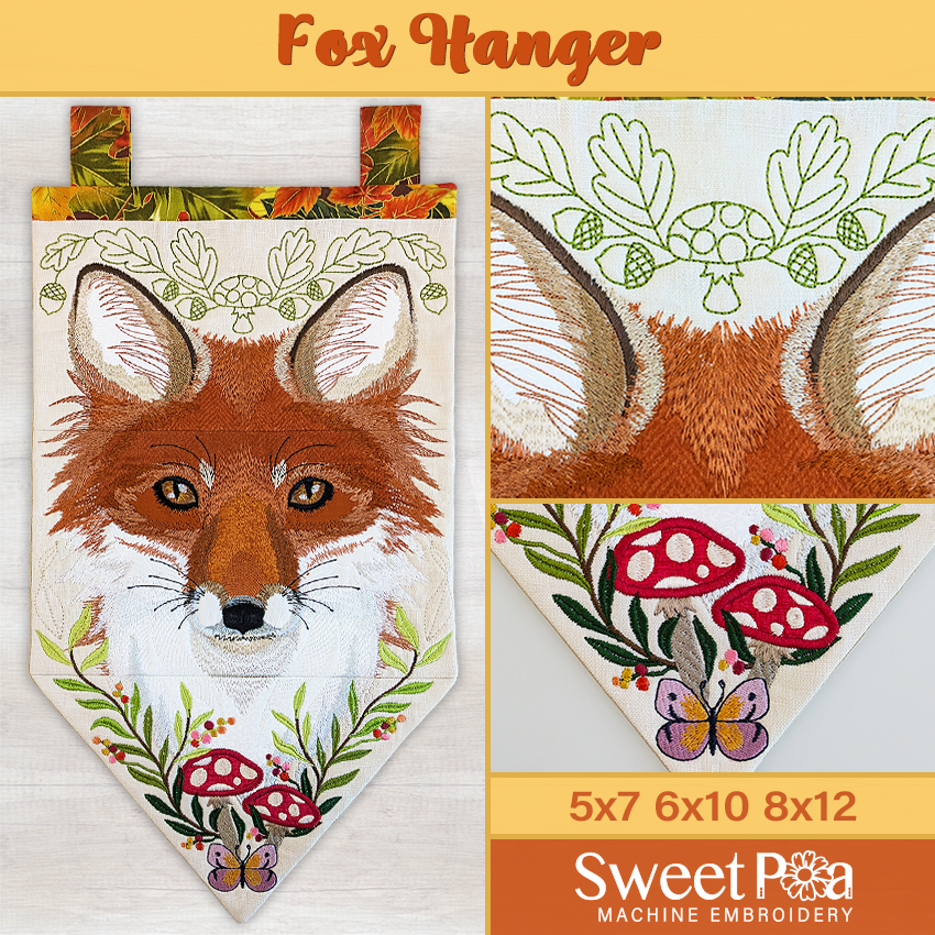 Fall Fox Hanger ITH Design