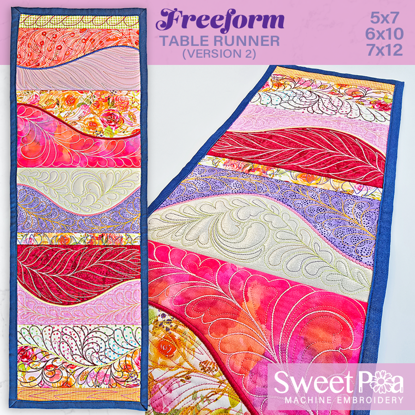 ITH Machine Embroidery Design - Freeform Table Runner