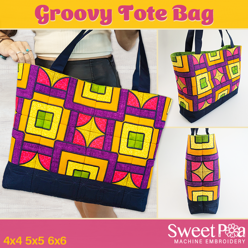 Groovy Tote Bag ITH Embroidery Design