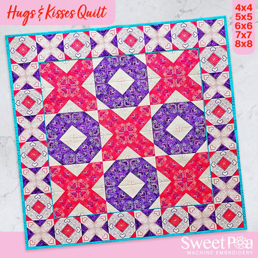 Hugs & Kisses Quilt - Machine Embroidery Valentine's Design