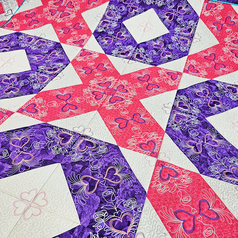 Hugs & Kisses Quilt - Machine Embroidery Valentine's Design