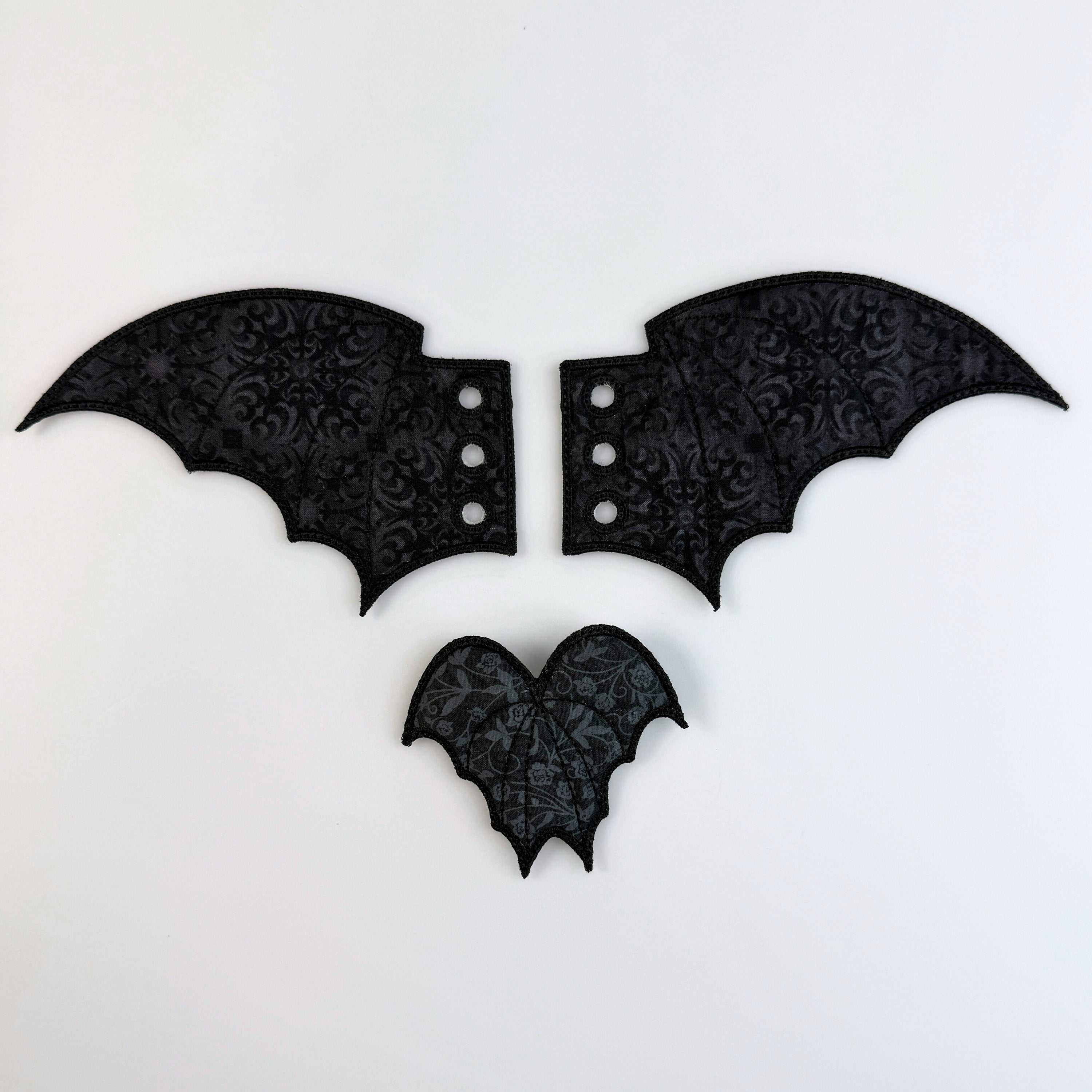 Halloween Embroidery Ideas - Bat Wings Shoelace & Hairclip
