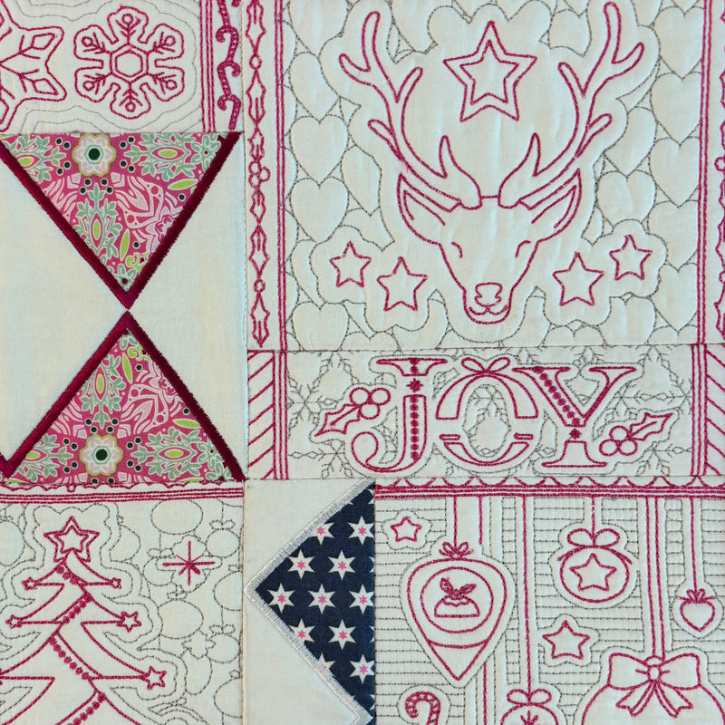 Machine Embroidery Patterns - Christmas Redwork Quilt