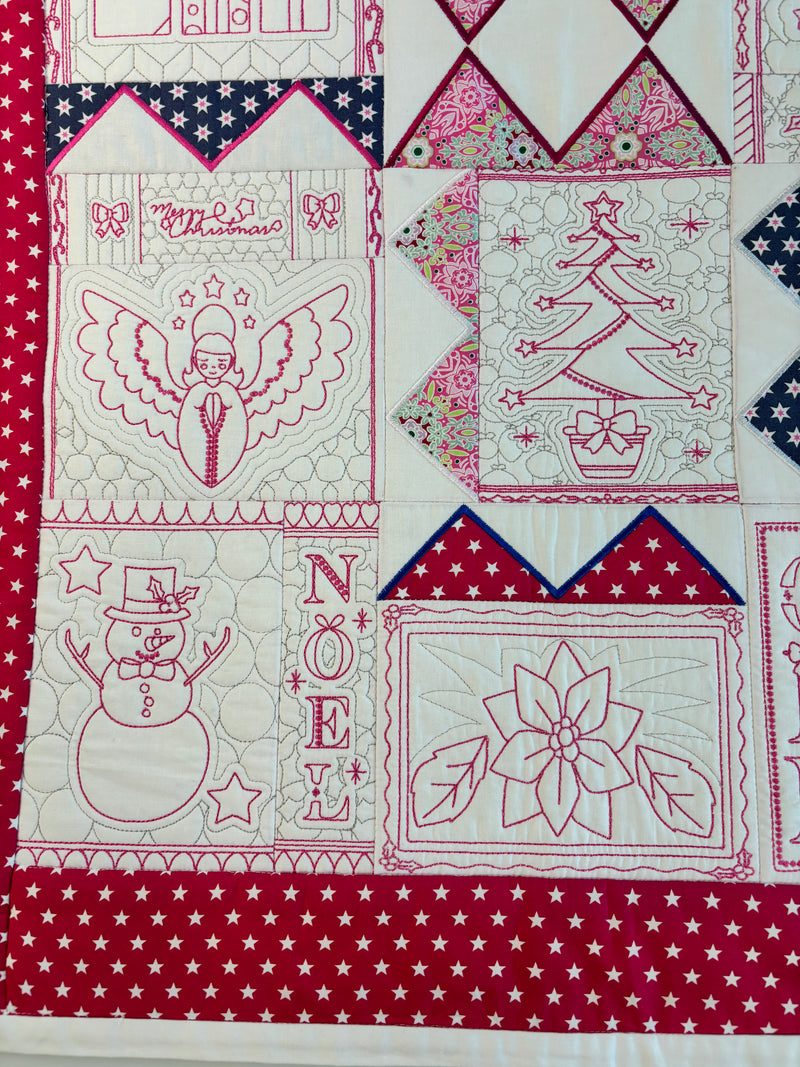 Machine Embroidery Patterns - Christmas Redwork Quilt