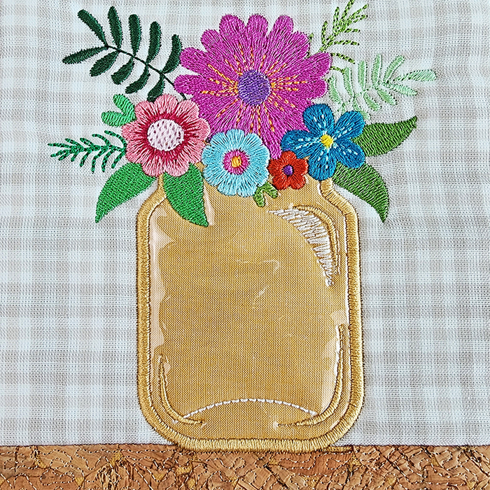 Machine Embroidered Jar Quilt Design