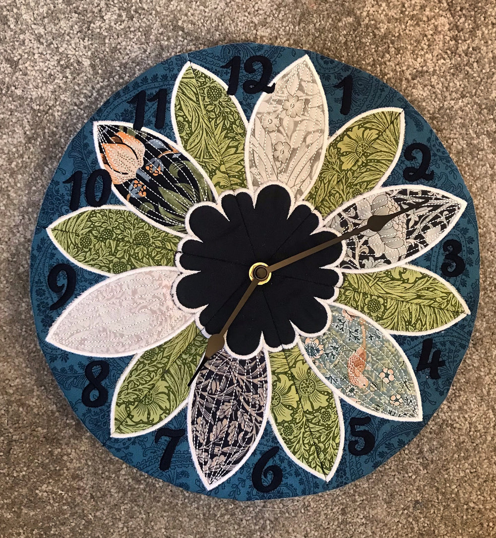 Flower Clock Face in the hoop machine embroidery design ITH
