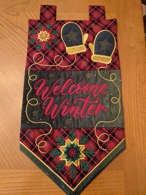 Welcome Winter Flag ITH Machine Embroidery Design