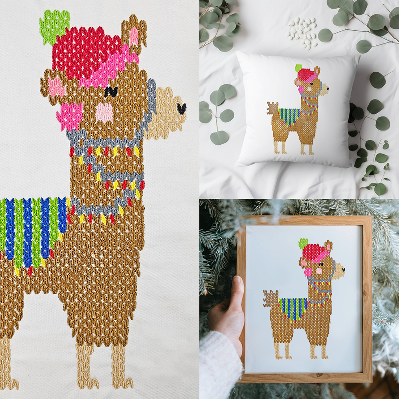 Knitted Llama Embroidery ITH Machine Embroidery Design