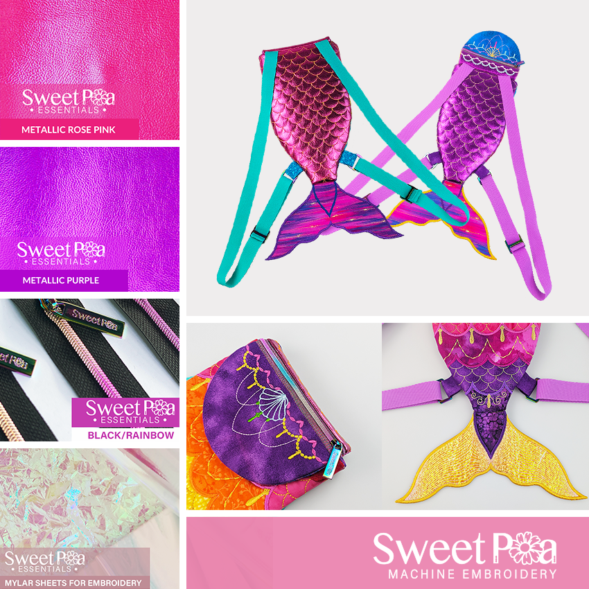 Mermaid Tail Backpack ITH Design 6x10 8x12 9.5x14