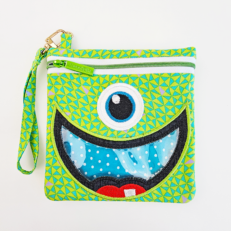 Monster Mouth Windowed Zipper Pockets ITH Design