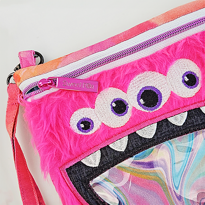 Monster Mouth Windowed Zipper Pockets ITH Design
